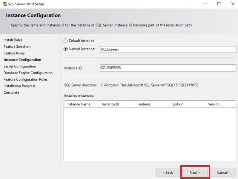 Installing Mirasys VMS and Microsoft SQL Express 2019 separately