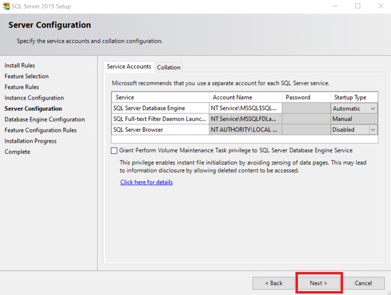 Installing Mirasys VMS and Microsoft SQL Express 2019 separately