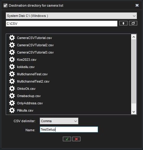 Adding cameras by using CSV file