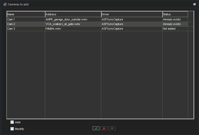 Adding cameras by using CSV file