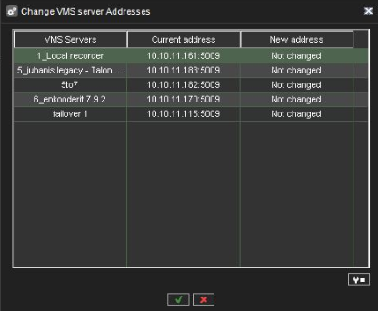 Change VMS Server Addresses