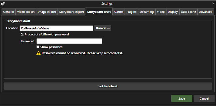 Spotter Storyboard draft settings | Mirasys Help Center