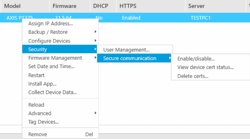 Axis Device Manager and Certificate creation/installation | Mirasys ...